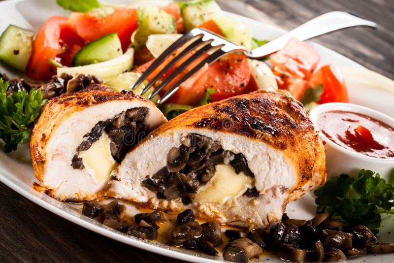 Stuffed Chicken Fillets and Vegetables Stock Image - Image of ...