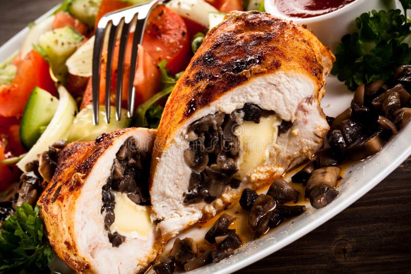 Stuffed Chicken Fillets and Vegetables Stock Image - Image of delicious ...