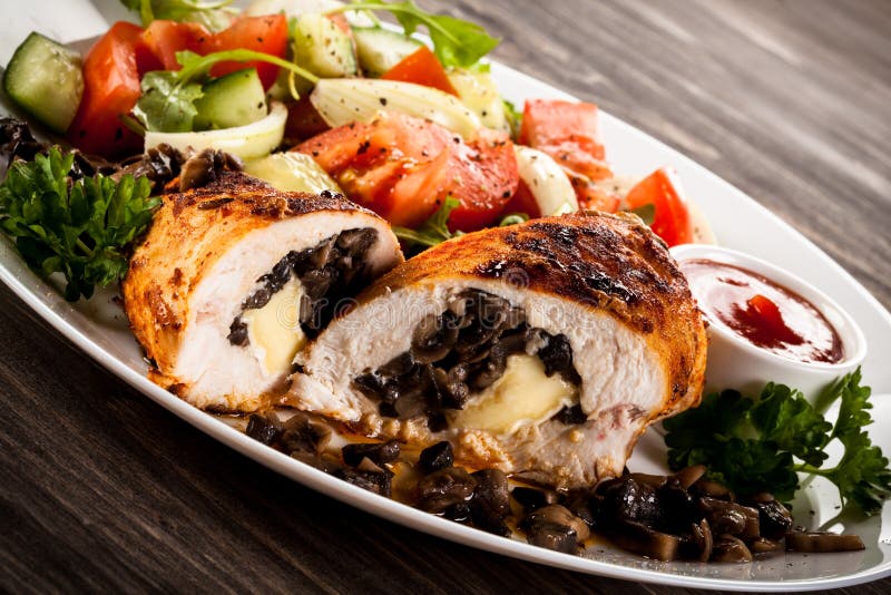 Stuffed Chicken Fillets and Vegetables Stock Photo - Image of chops ...