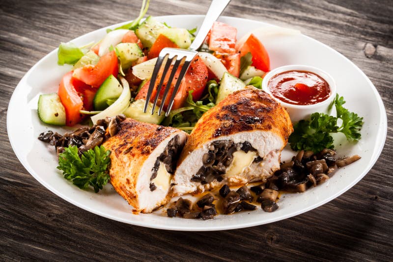 Stuffed Chicken Fillets and Vegetables Stock Image - Image of cooking ...