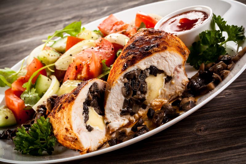 Stuffed Chicken Fillets and Vegetables Stock Image - Image of appetizer ...