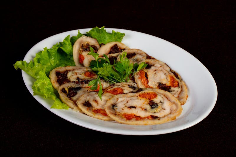 Stuffed chicken roll stock photo. Image of closeup, cooking - 127927846