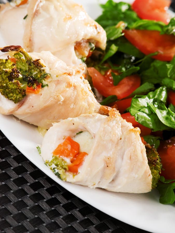 Stuffed Chicken with Vegetables Stock Image - Image of single, studio ...