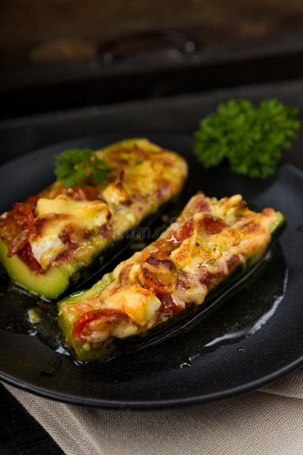 Stuffed courgettes stock image. Image of parmesan, dish - 59588479