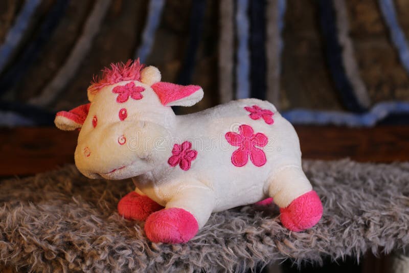 Stuffed Cow with Pink and White Coloring Stock Image - Image of humor ...