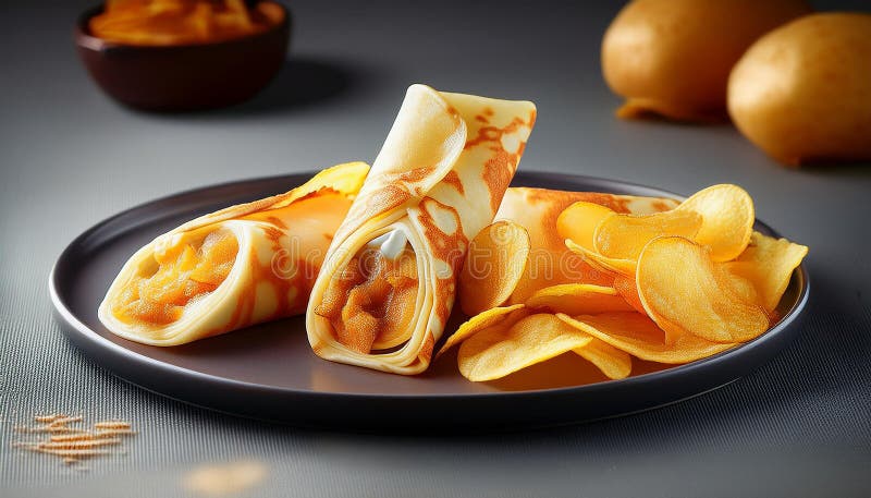 Stuffed Crepes with Potato Chips Stock Illustration - Illustration of ...