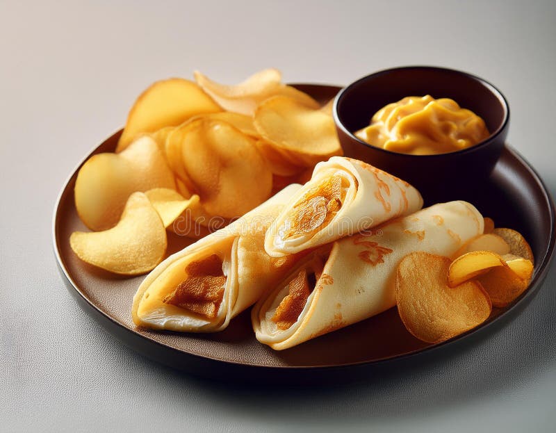 Stuffed Crepes with Potato Chips Stock Illustration - Illustration of ...