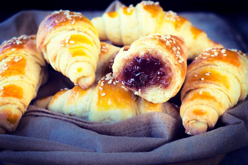 Stuffed croissants stock image. Image of sweet, inside - 8803165