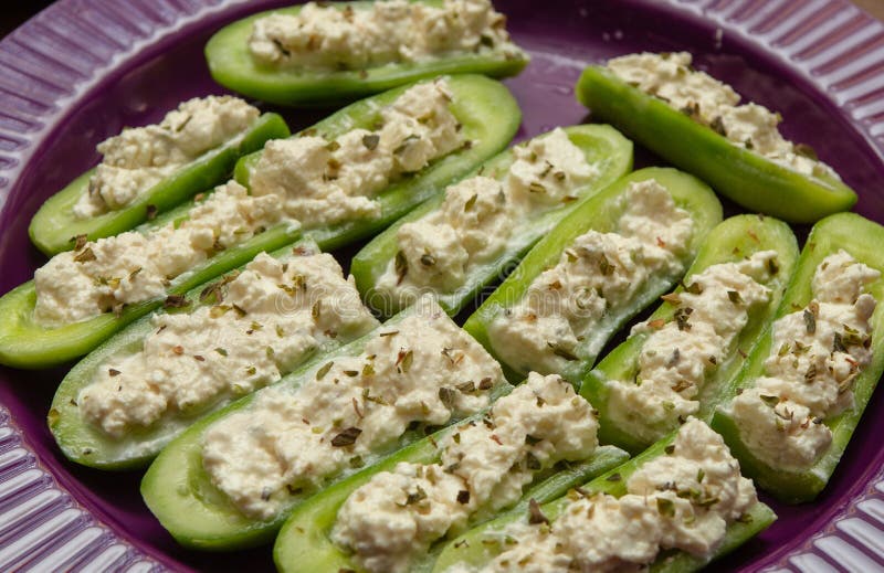 Stuffed Cucumber Appetizer stock photo. Image of sampling - 122034126