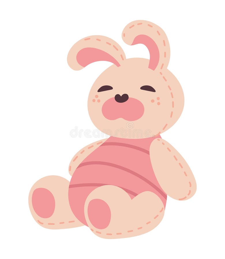 Stuffed cute rabbit stock vector. Illustration of happy - 249255723