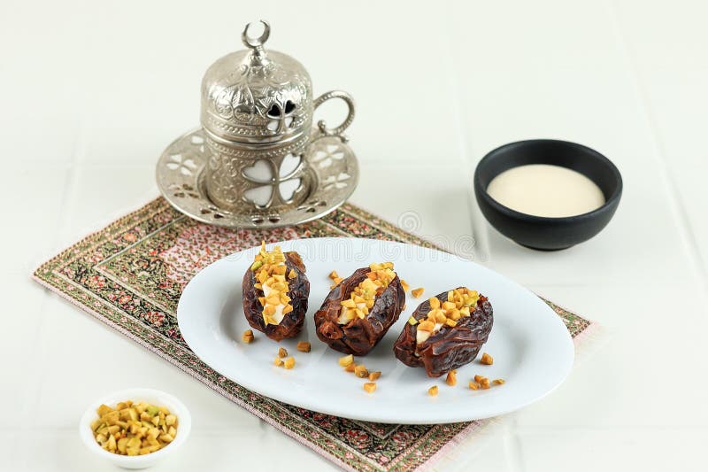 Stuffed Dates with Cream Cheese and Chopped Pistachio Nuts Stock Image ... Stuffed Dates with Cream Cheese and Chopped Pistachio Nuts Stock Image ...
