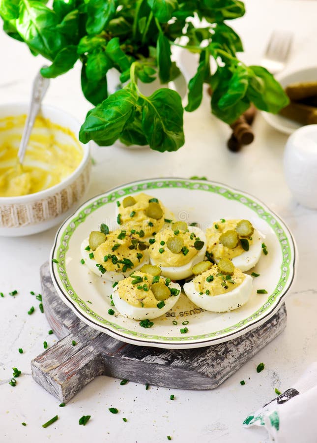 Stuffed Devil Eggs.style Rustic Stock Photo - Image of cuisine ...