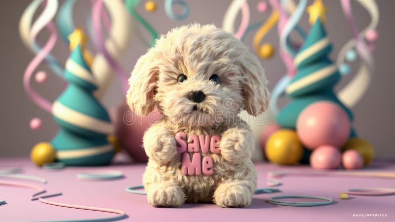 A Stuffed Dog with a Message on it S Back that Says Save Me, AI Stock ...