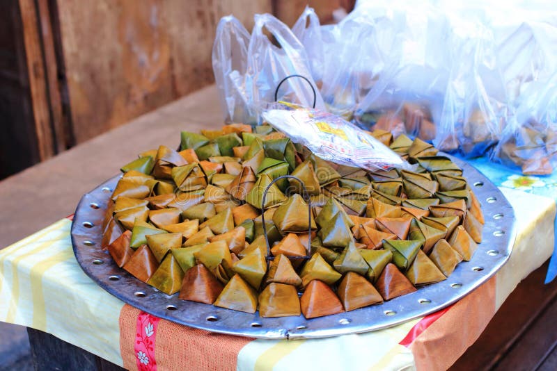 Stuffed Dough Pyramid Dessert Stock Photo - Image of selling, market ...