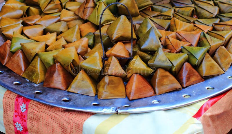 Stuffed Dough Pyramid Dessert in Pot Thailand Called Ka Nhom Tian ...