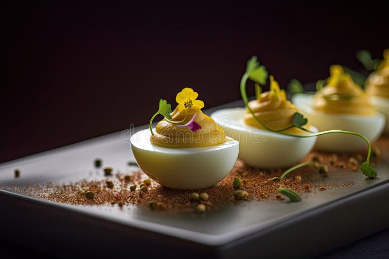 Stuffed Eggs, Deviled Egg Snack, Filled Yolk Dish, Abstract Generative ...