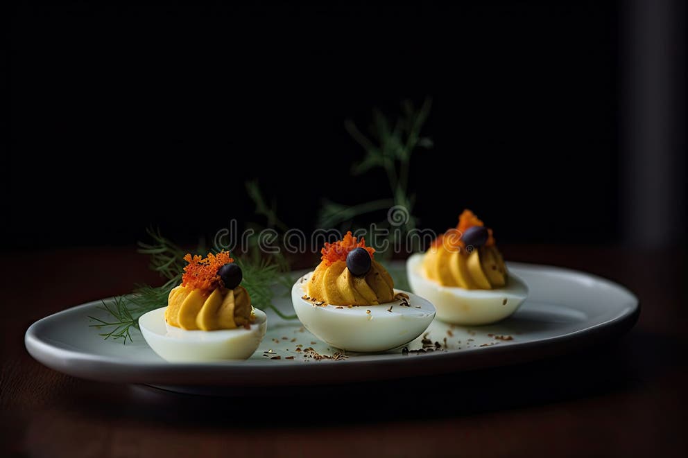 Stuffed Eggs, Deviled Egg Snack, Filled Yolk Dish, Abstract Generative AI Illustration Stock ...