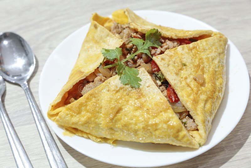 Stuffed Eggs omlette stock image. Image of meal, dinner - 178070531