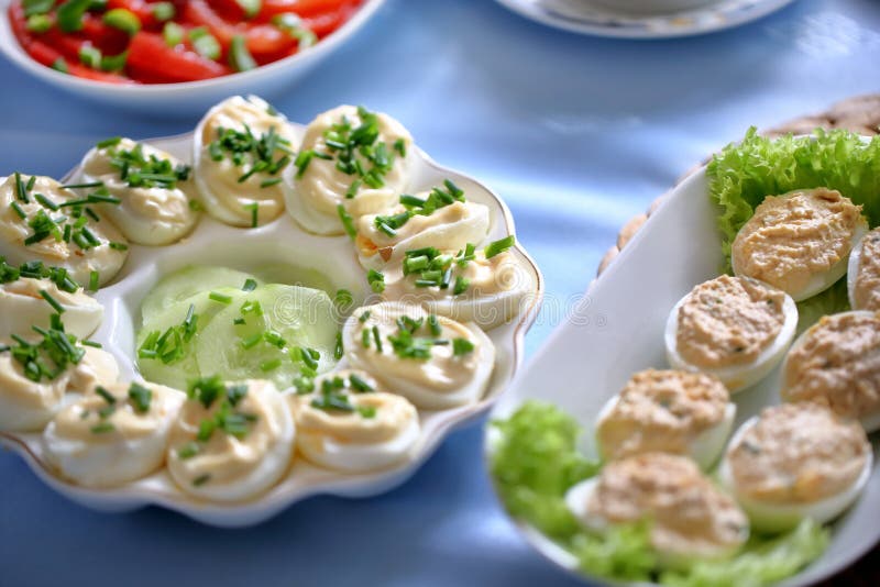 Stuffed Eggs Polish Traditional Easter Breakfast Dish Stock Photo ...