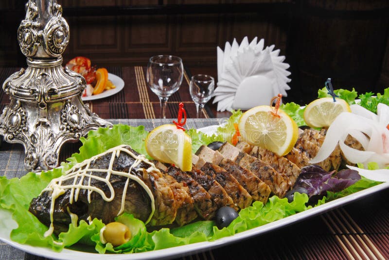 Stuffed fish 2 stock photo. Image of green, lemon, napkin - 19987748