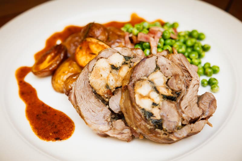 Stuffed Lamb Roll stock image. Image of baked, sauces - 48621255