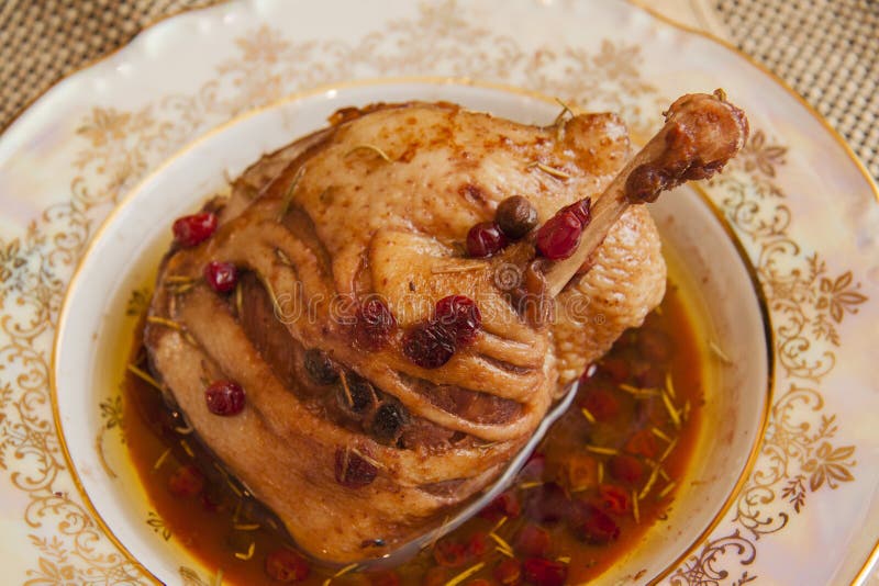 Stuffed Leg of Duck with Berries Stock Image - Image of meat, food ...