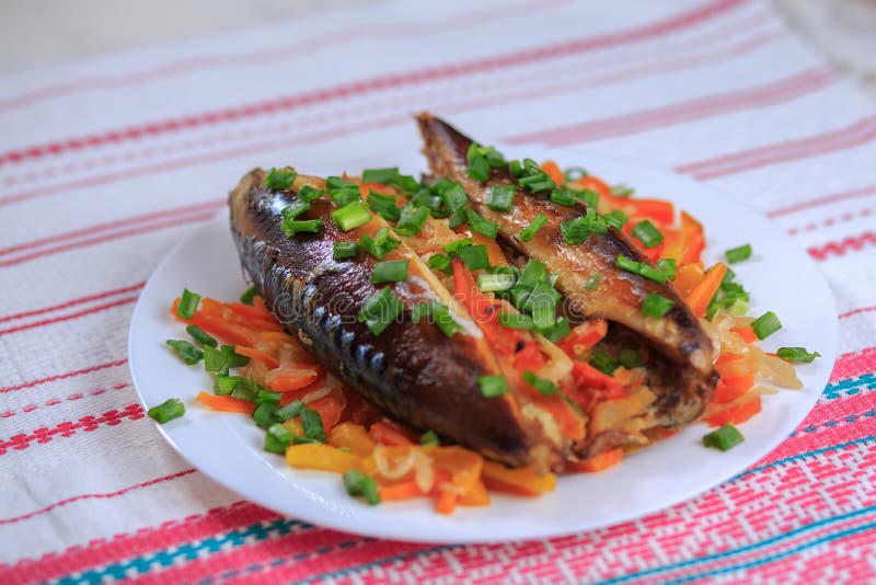 The Stuffed Mackerel with Vegetables Stock Image - Image of carcass ...