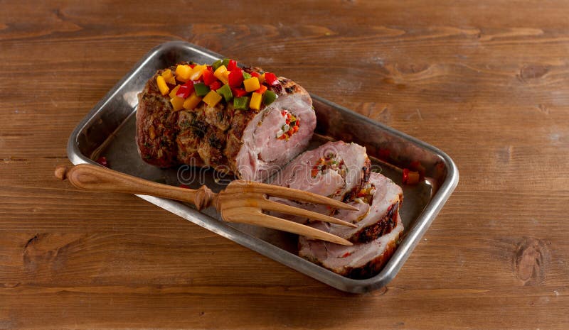 Stuffed meat roll stock image. Image of closeup, baked - 63118555