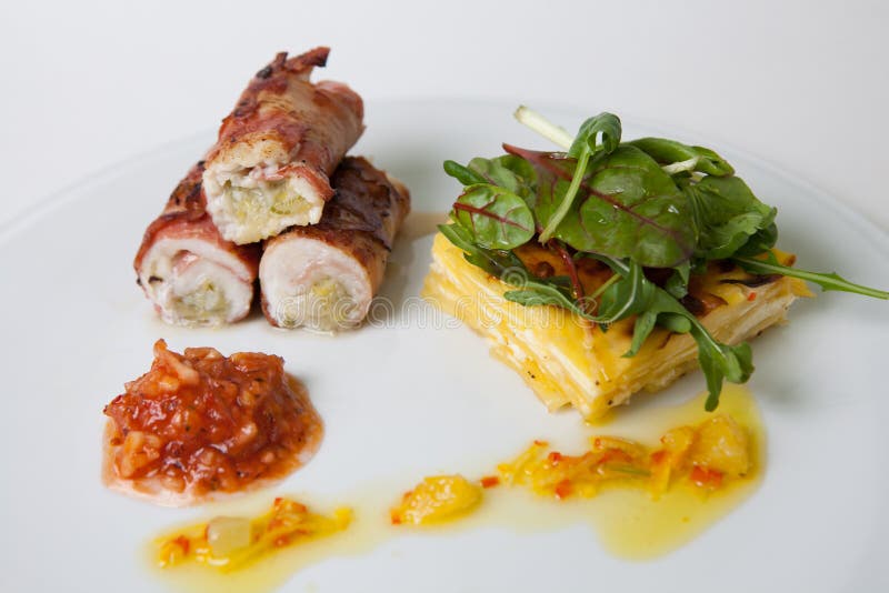 Stuffed meat rolls stock photo. Image of dinner, meat - 71457344