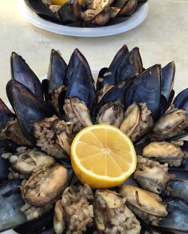 Stuffed mussels stock photo. Image of steamed, mediterranean - 79687712