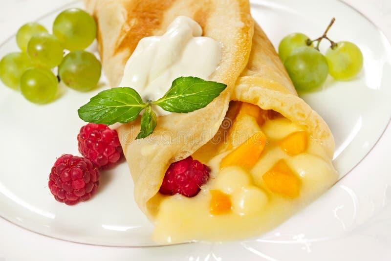 Stuffed pancake stock photo. Image of pastry, breakfast - 21246032