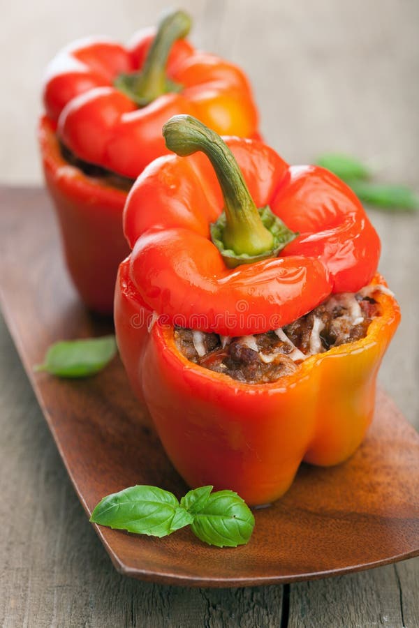 Stuffed Peppers with Roasted Vegetable Couscous Stock Photo - Image of ...