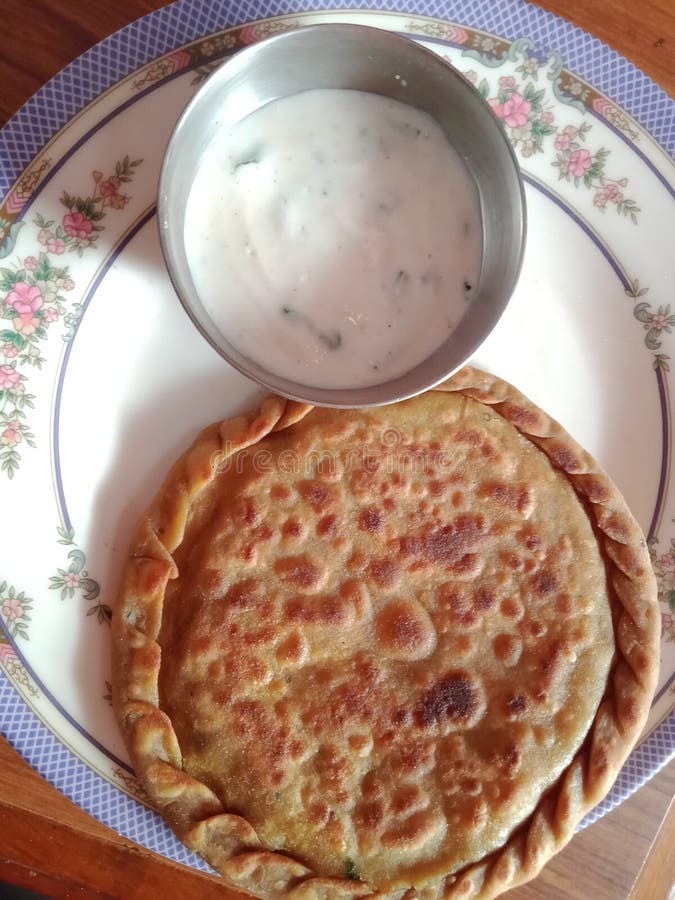 Stuffed Paratha with Mixed Raita Stock Image - Image of fried, mixed ...