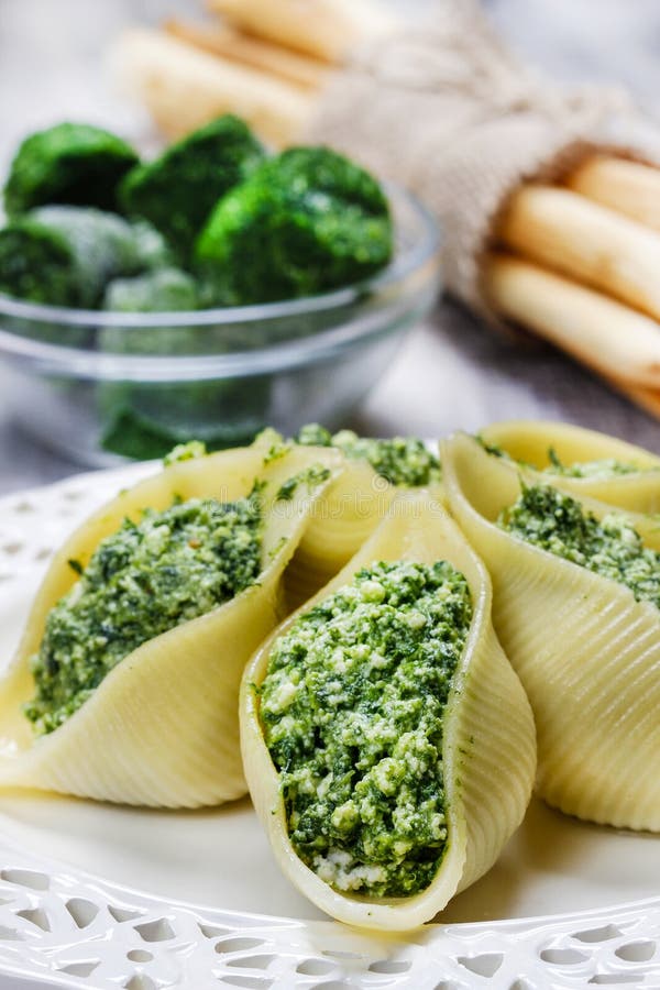 Stuffed pasta shells stock photo. Image of cheese, frosted - 38454538