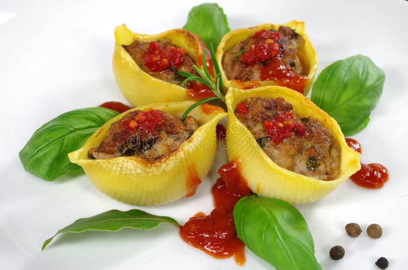 Stuffed pasta shells stock image. Image of mediterranean - 52828833