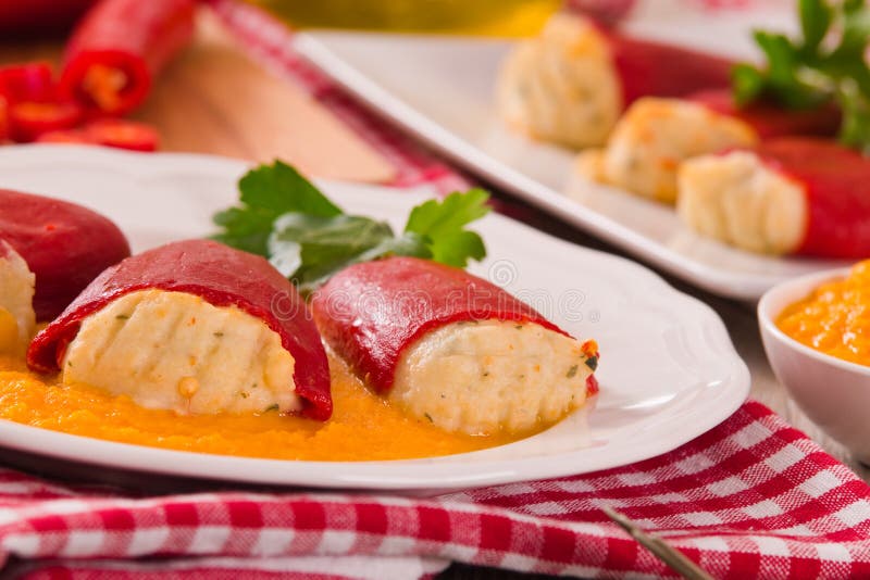 Stuffed Piquillo Peppers with Cod. Stock Image - Image of dish, chilli ...