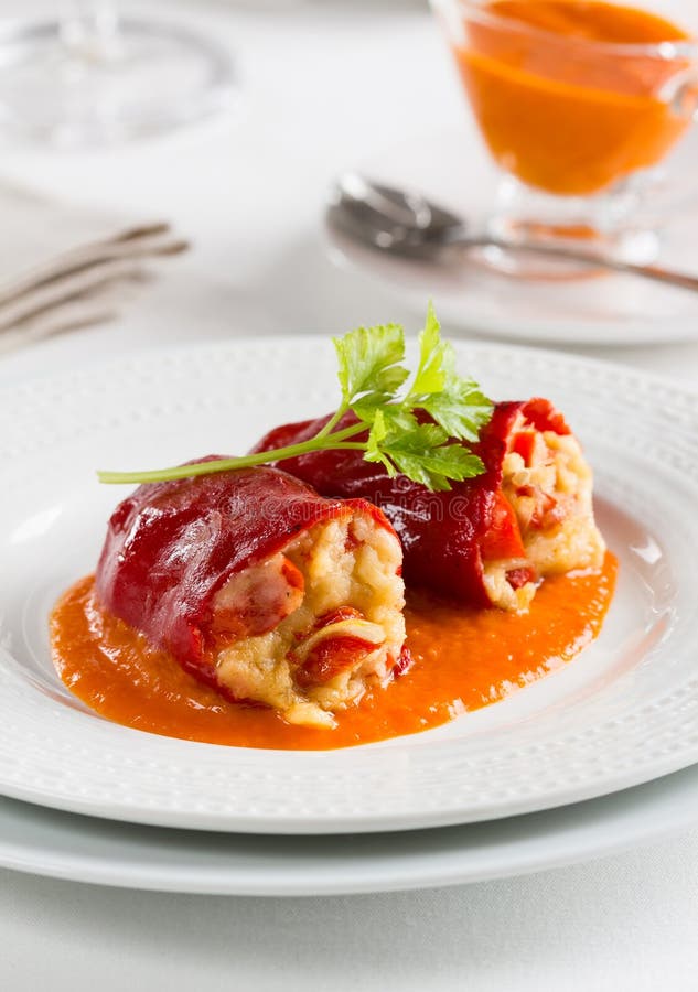 Stuffed piquillo peppers stock photo. Image of cuisine - 72598360
