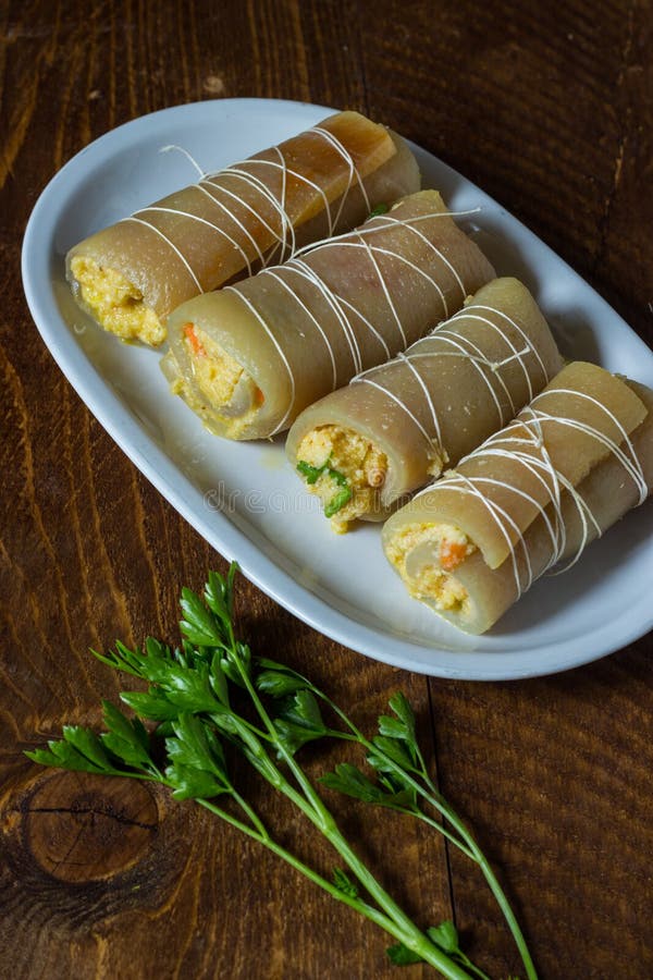 Stuffed Pork Rind. Dish of the Ancient Peasant Tradition Stock Image ...