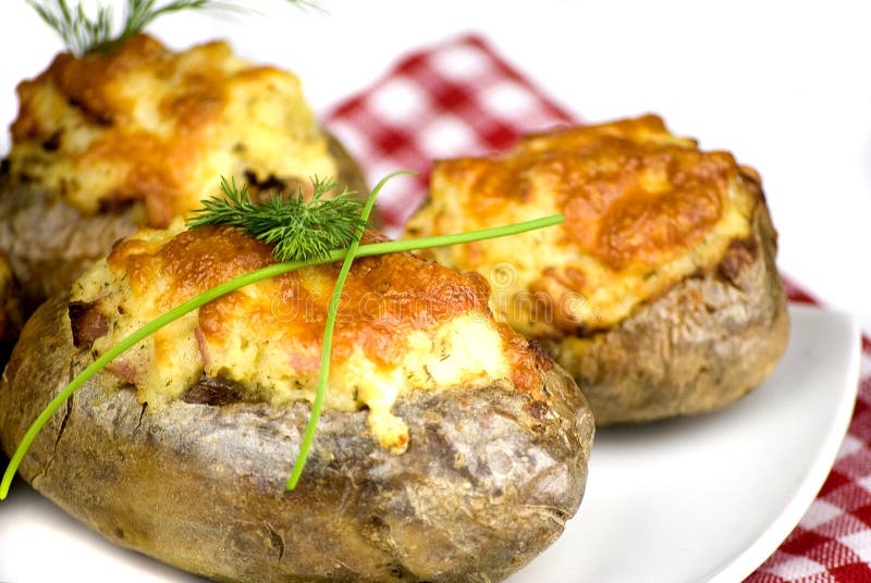 Stuffed potatoes stock image. Image of cooked, food, cloth - 24388645