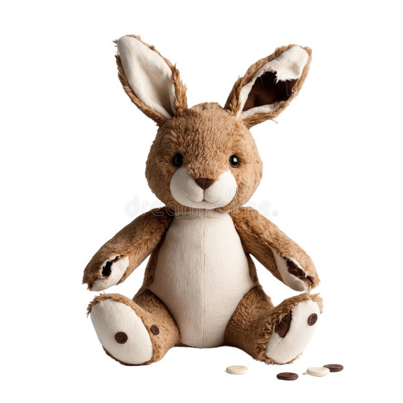 Stuffed Rabbit with Torn Ears and Missing Buttons Stock Image ...