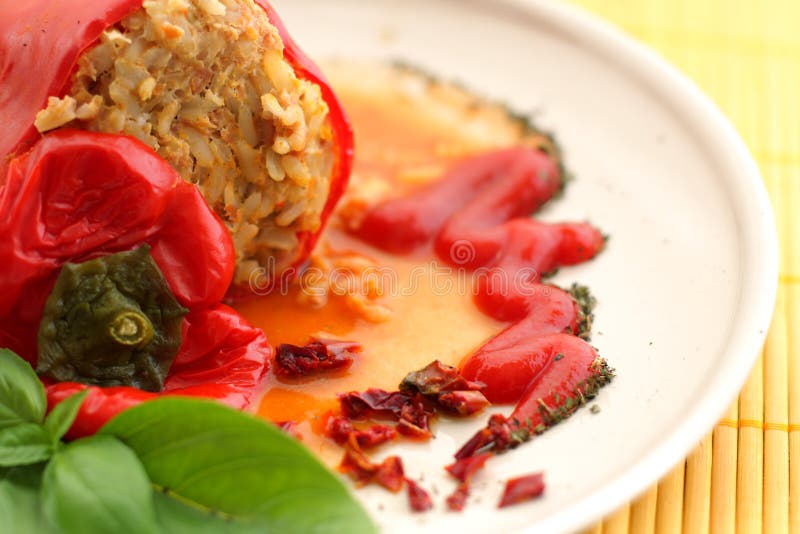 Stuffed red pepper stock photo. Image of healthy, mash - 12765318
