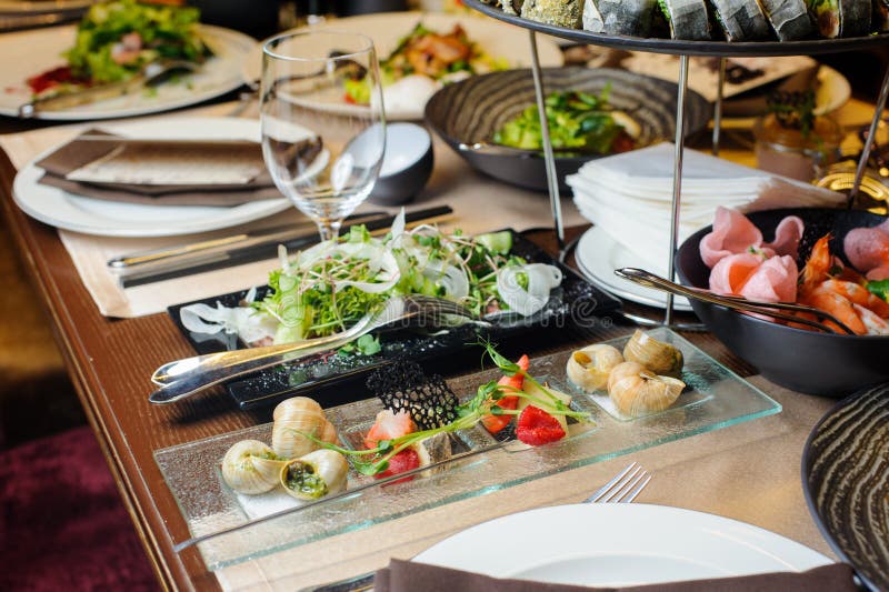 Stuffed Snail Appetizer.Selective Focus Stock Image - Image of taste ...