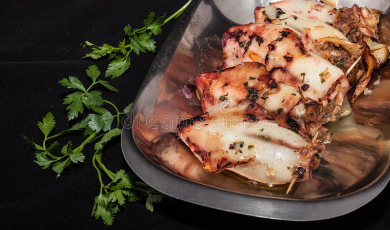 Stuffed squid stock photo. Image of cooking, green, mediterranean ...