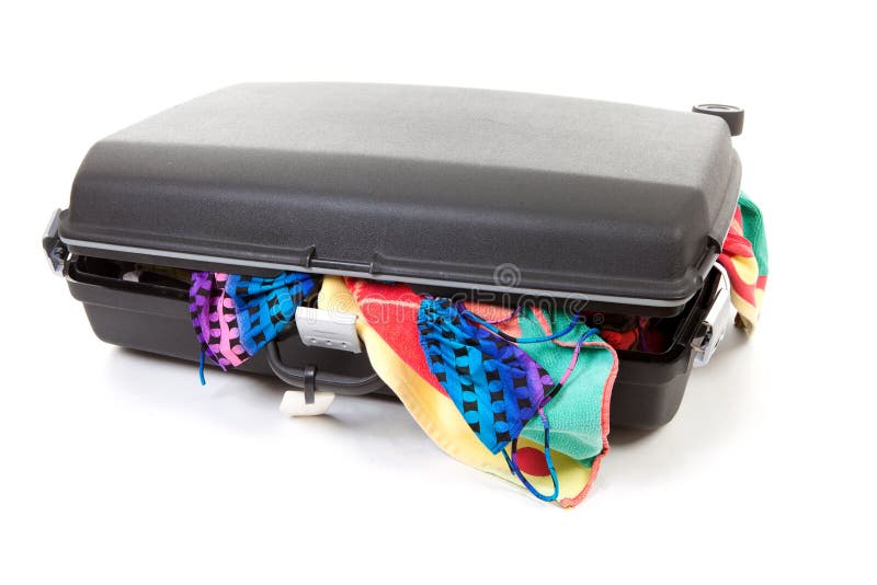 Stuffed suitcase stock photo. Image of clothing, black - 16227864