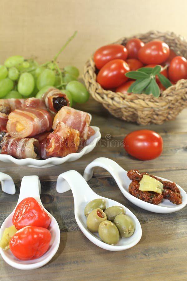 Stuffed Tapas with fruits stock image. Image of twig - 52552239