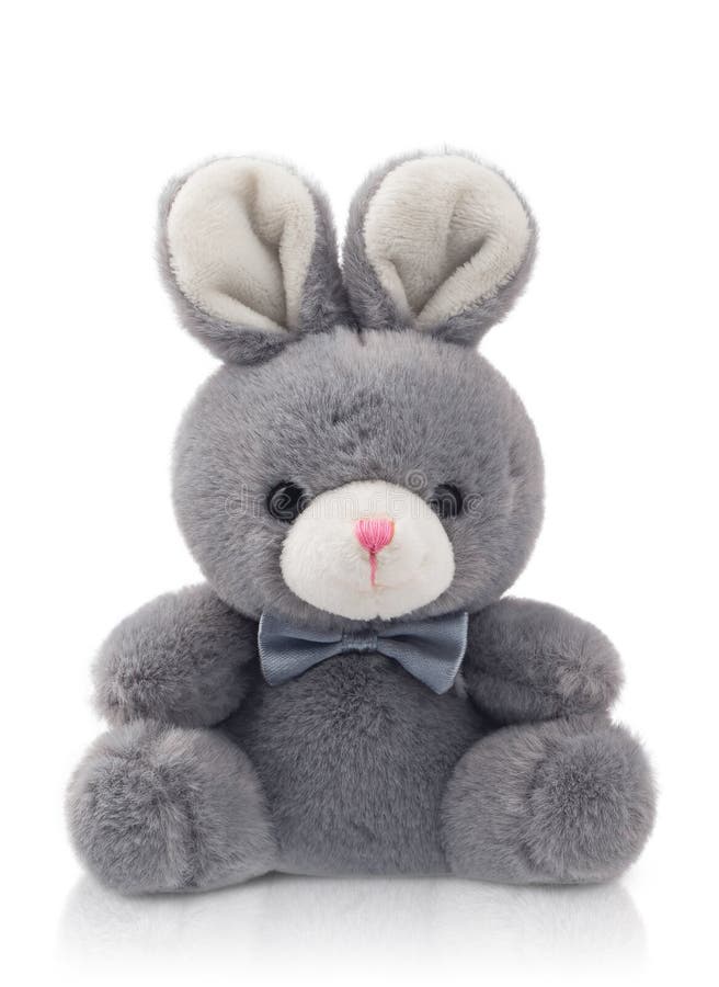 Stuffed Toy Hare , Fluffy Rabbit with a Bow Stock Image - Image of ...