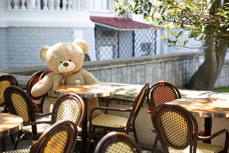 Stuffed Toy at the Table in the Restaurant Stock Photo - Image of ...