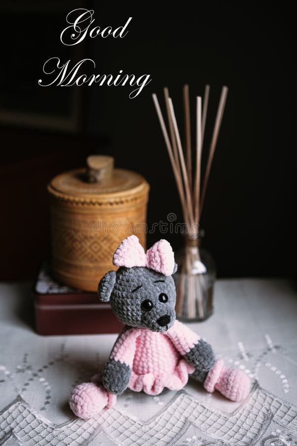 Stuffed Toys on the Table with the Text of the Greeting `Good Morning ...