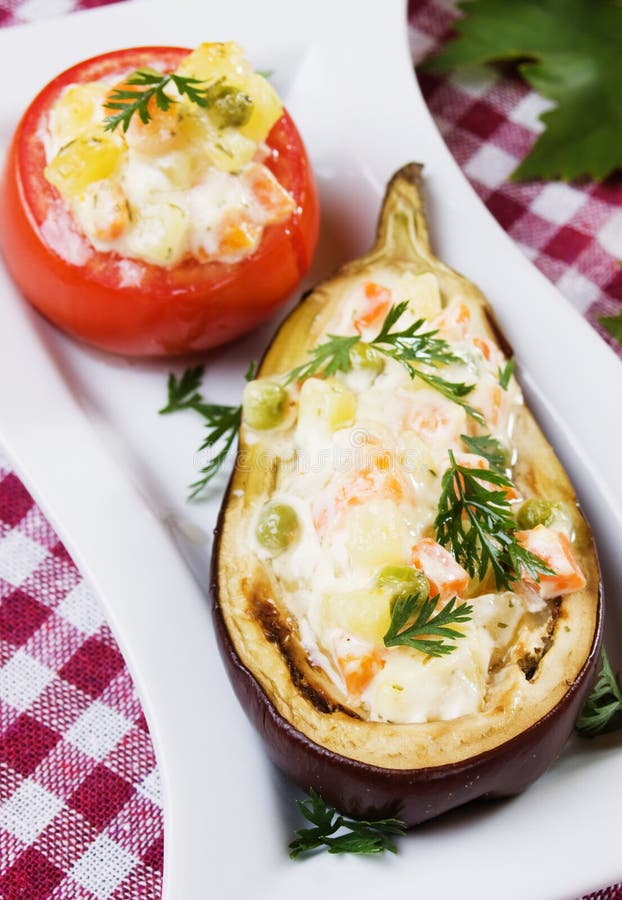 Stuffed vegetable stock image. Image of eggplant, aubergine - 15601019