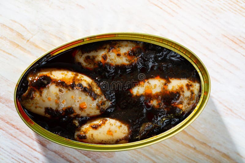 Stuffed Whole Squid in Ink Sauce Stock Photo - Image of salting ...